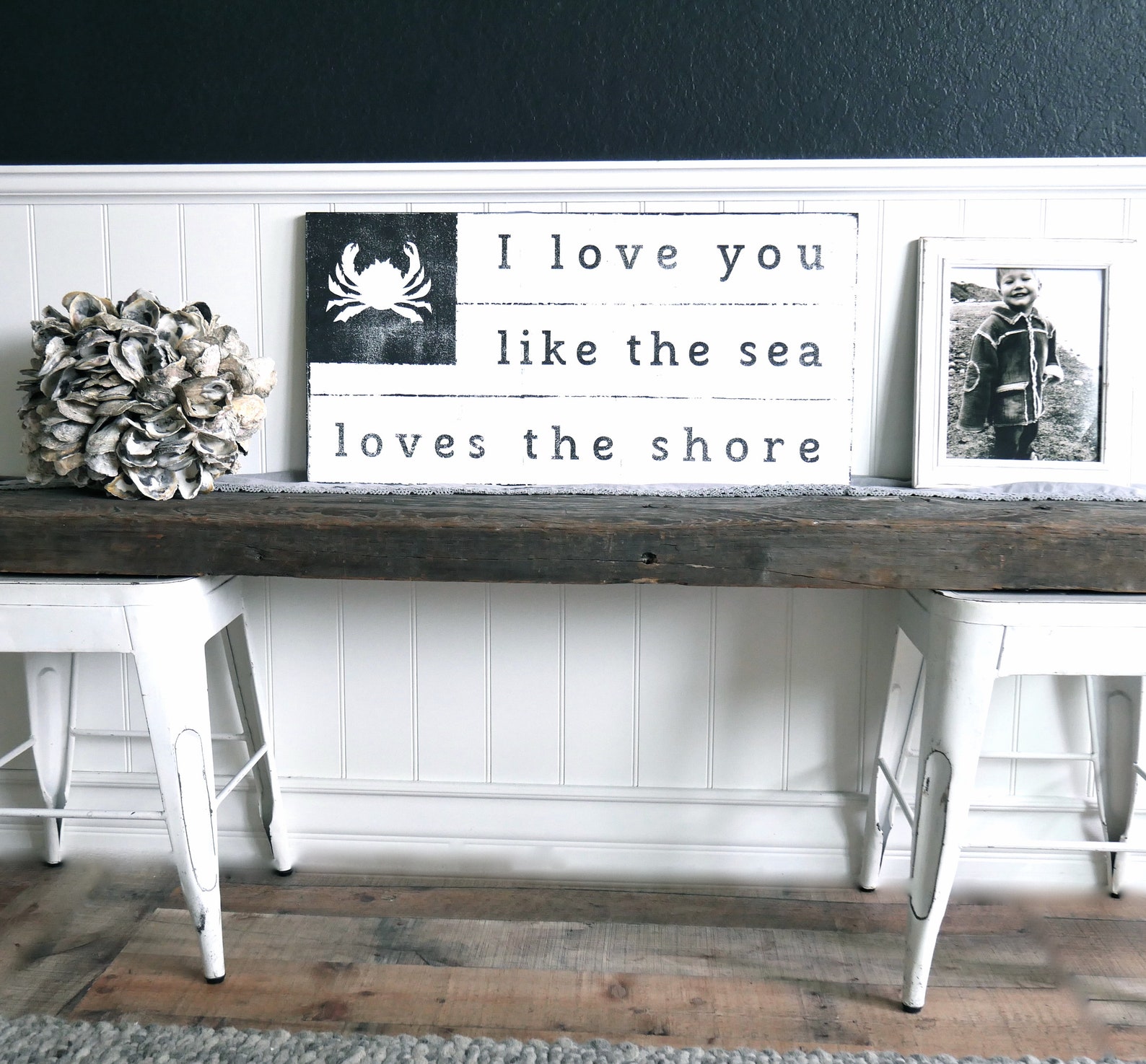 Meet Me Bye the Sea I Love You Like the Sea Loves the Shore Crab Sign ...