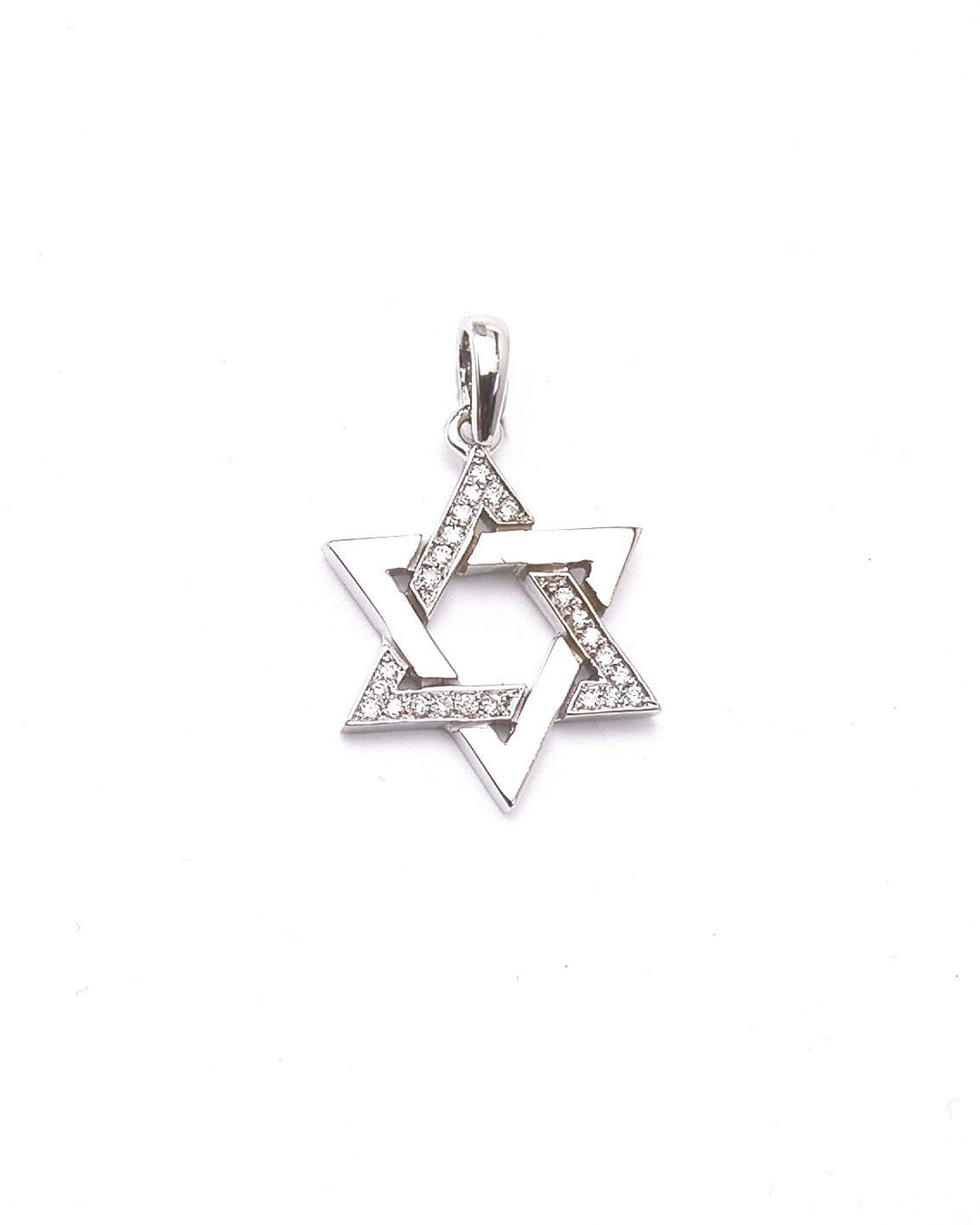 Jewish Star of David Gold & Diamonds Pendant, 14K White Gold Pendant ...