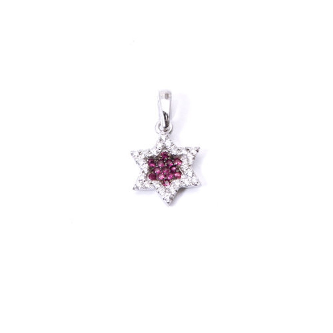 Tiny Pink Ruby and Diamonds Magen David Pendant for Her - Etsy