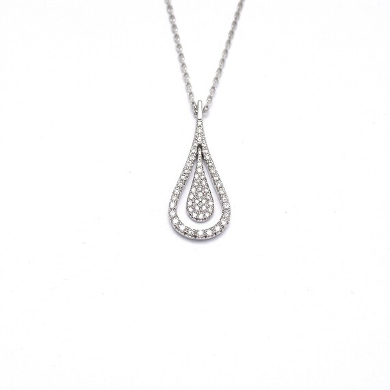Gold Diamond Drop Shape Pendant Diamond Pendant 0.33 Carats Woman 14k White Gold Pendant Original Gift Pendant Etsy