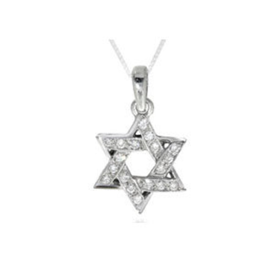 Jewish Star of David Gold & Diamonds Pendant 14K White Gold - Etsy