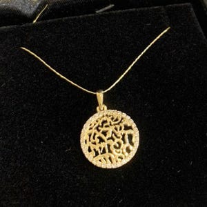 14k Gold Shema Israel Necklace, Jewish Circle Gold Diamond Pendant ...