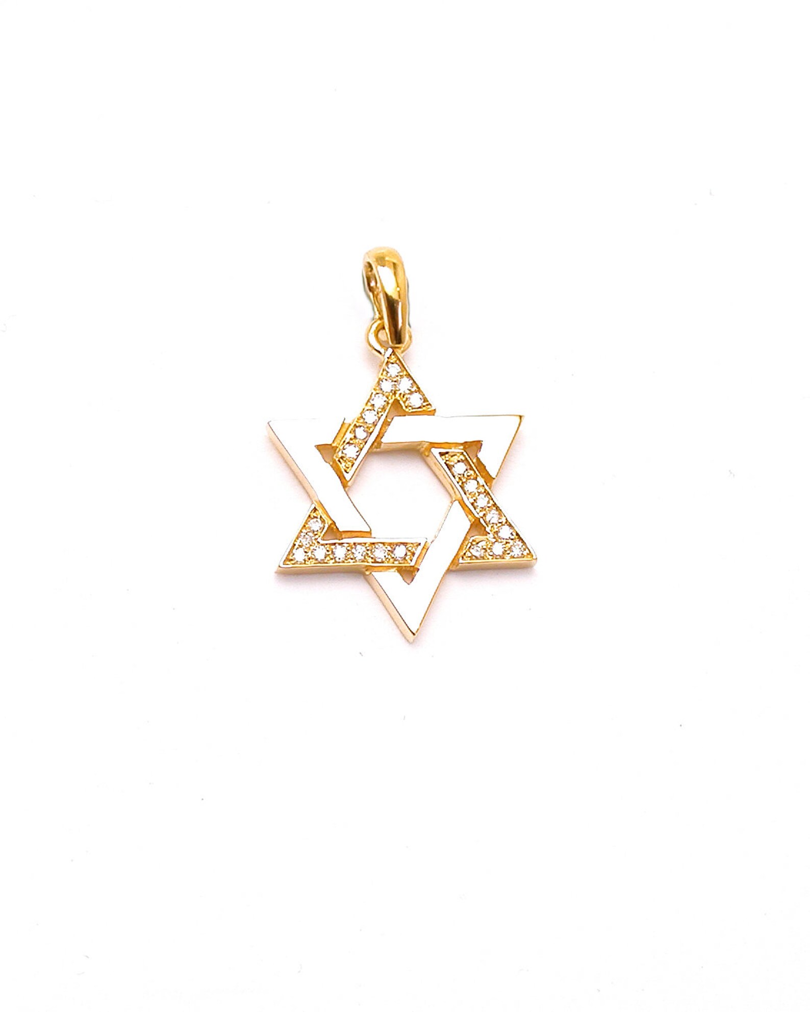 Jewish Star of David Gold & Diamonds Pendant 14K White Gold - Etsy