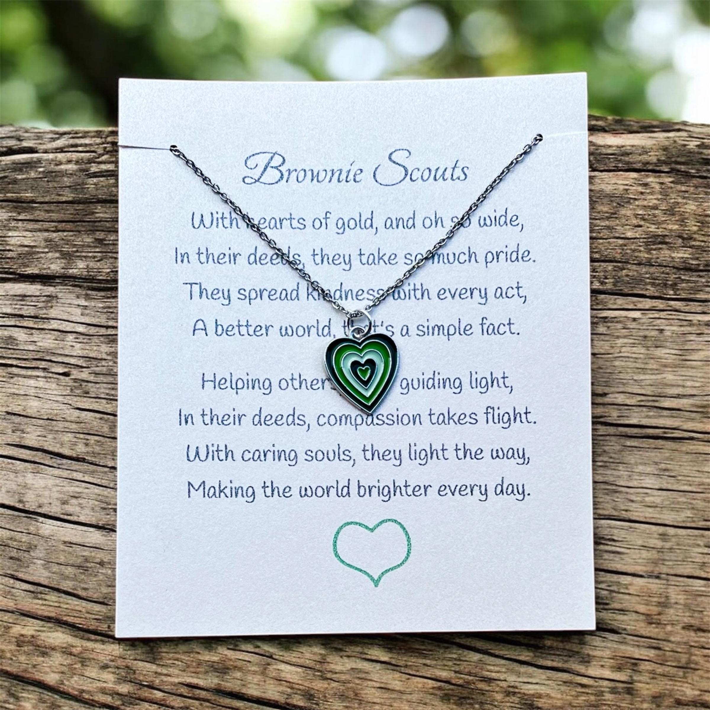 Heart Charm Necklace for Girl Scout Brownies, Bridging Ceremony Gift - Etsy