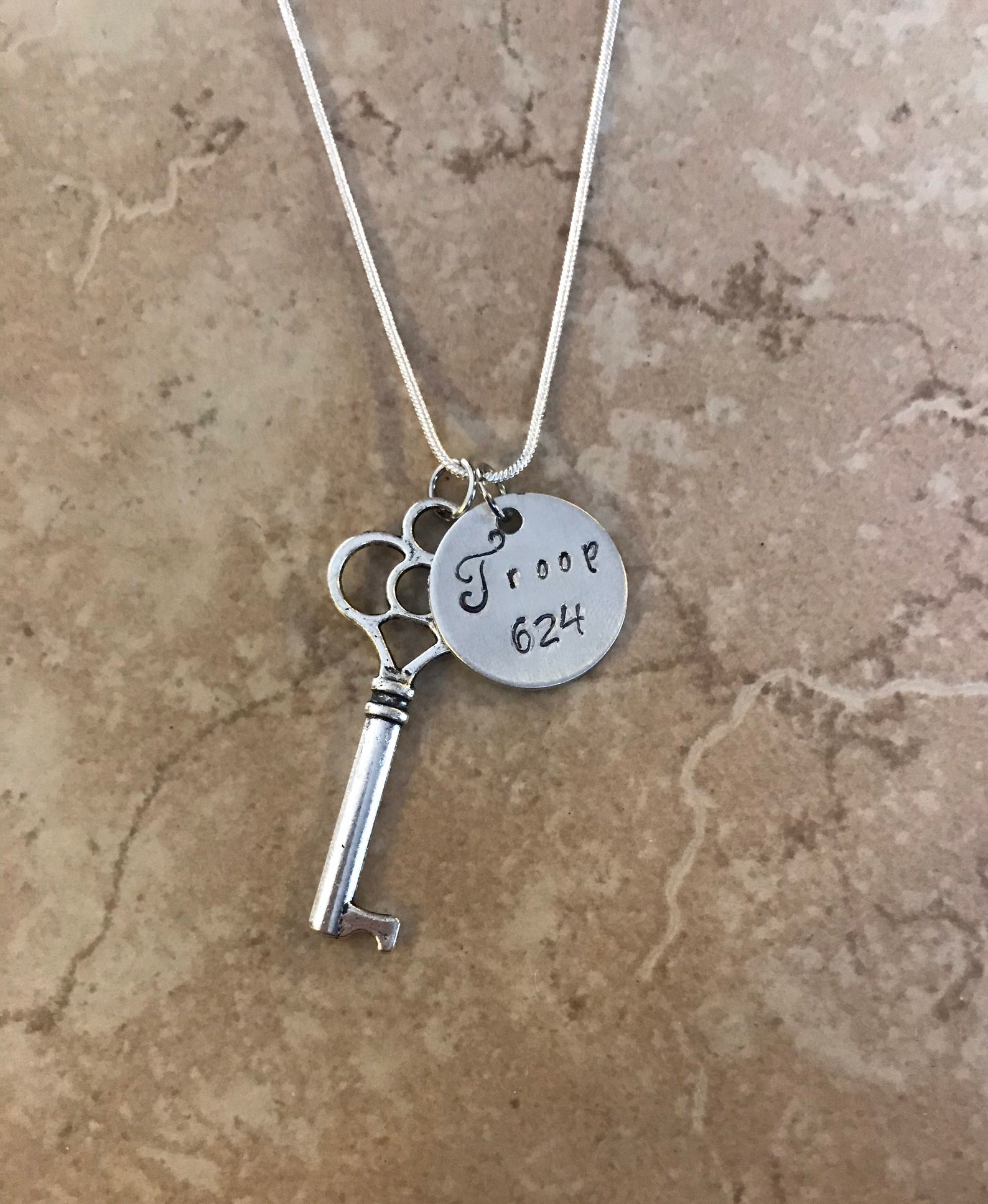 Girl Scout Bridging to Cadette Silver Key Necklace - Etsy Ireland