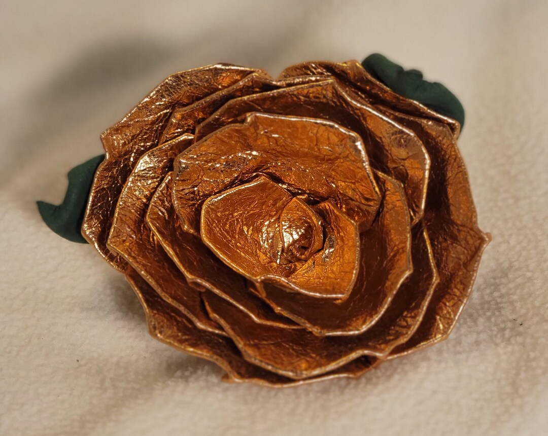 Copper Penny Metallic Pigskin Leather Rose Pin - Etsy