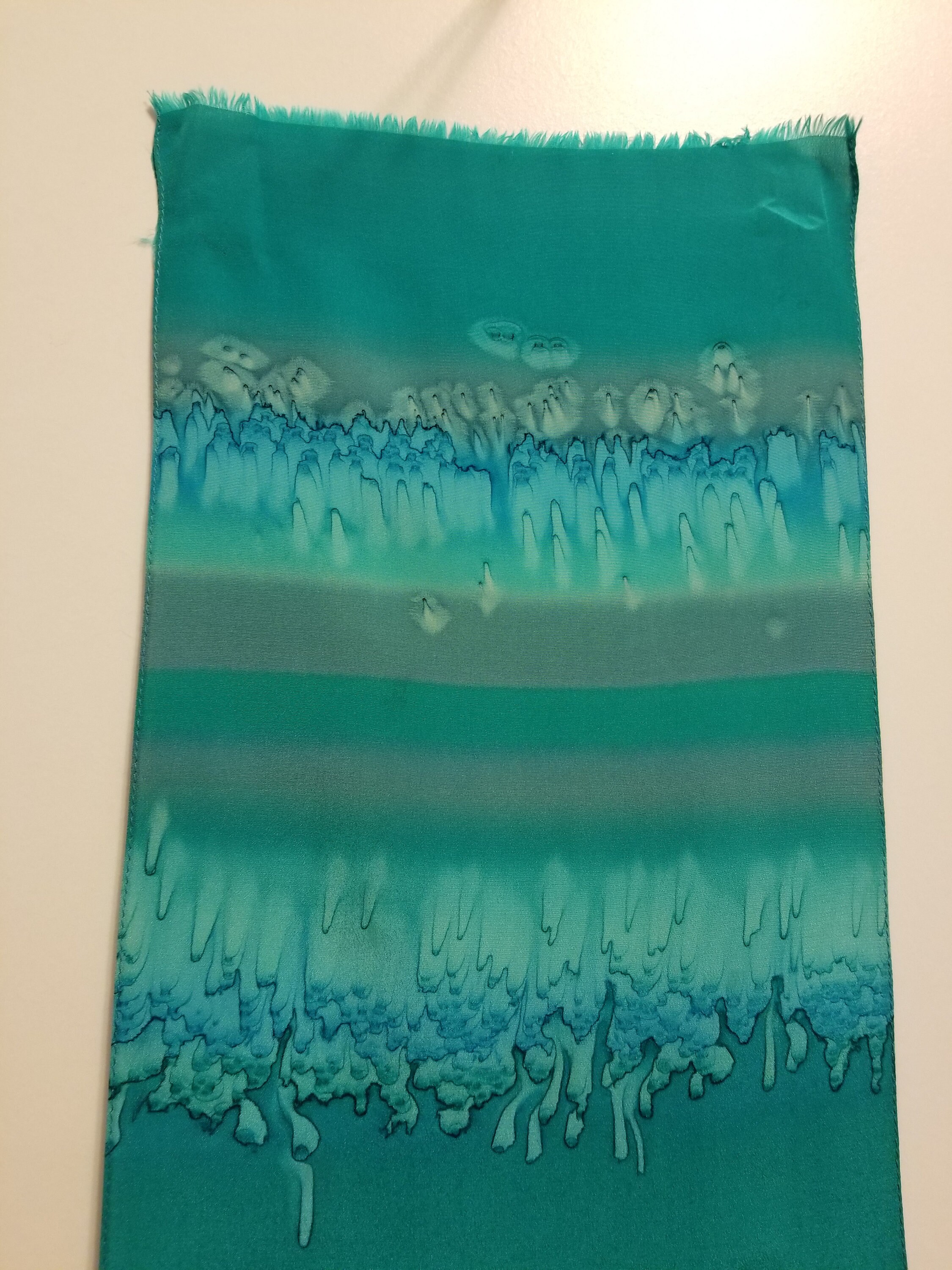 Hand Painted Green Silk Scarf by Kriska - Etsy