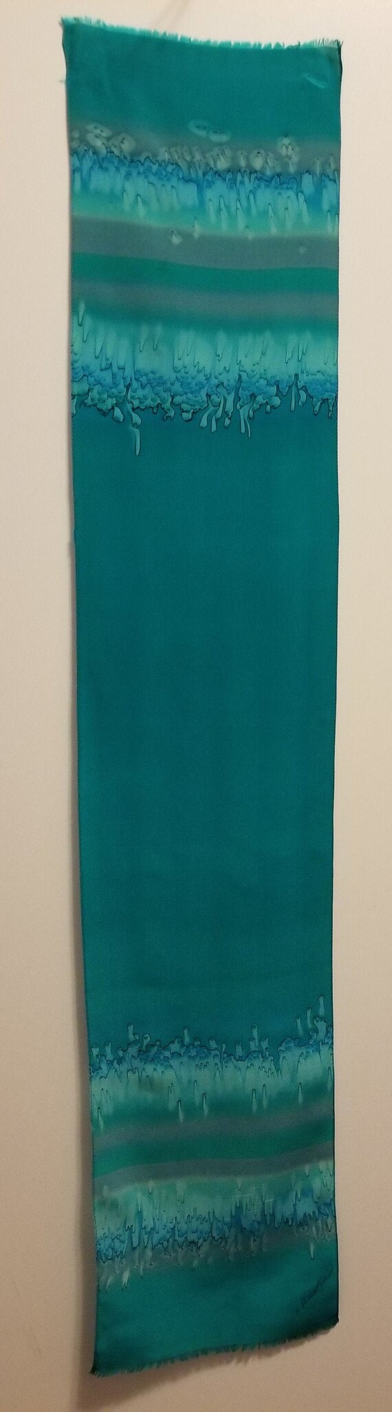 Hand Painted Green Silk Scarf by Kriska | Etsy