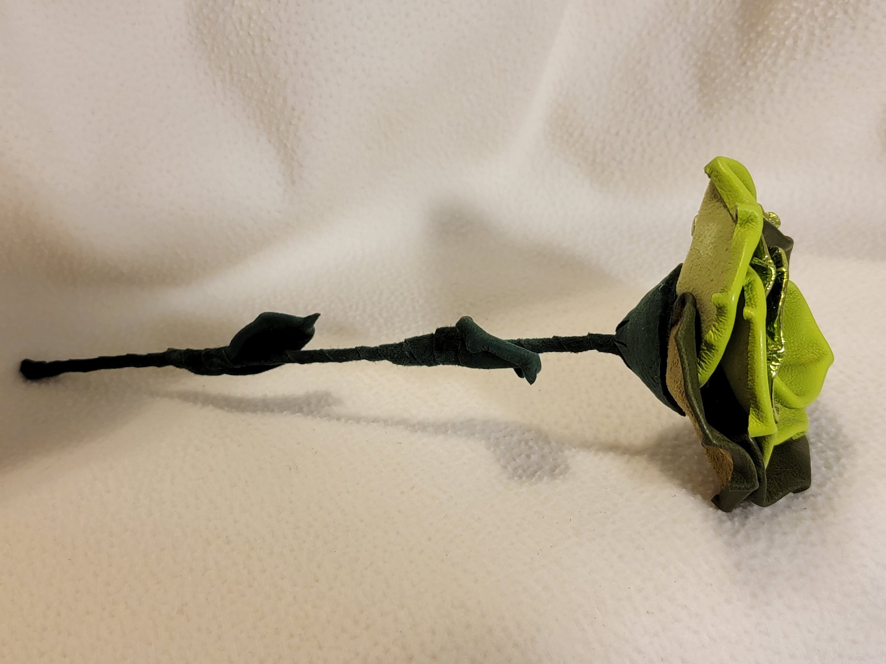 Long Stem Tri-color Green Leather Rose - Etsy