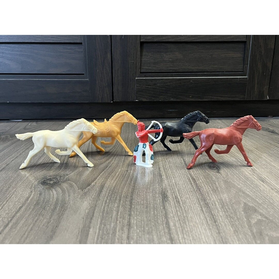Vintage Tim Mee Plastic Horse Indian Native American Lot VTG Toy - Etsy