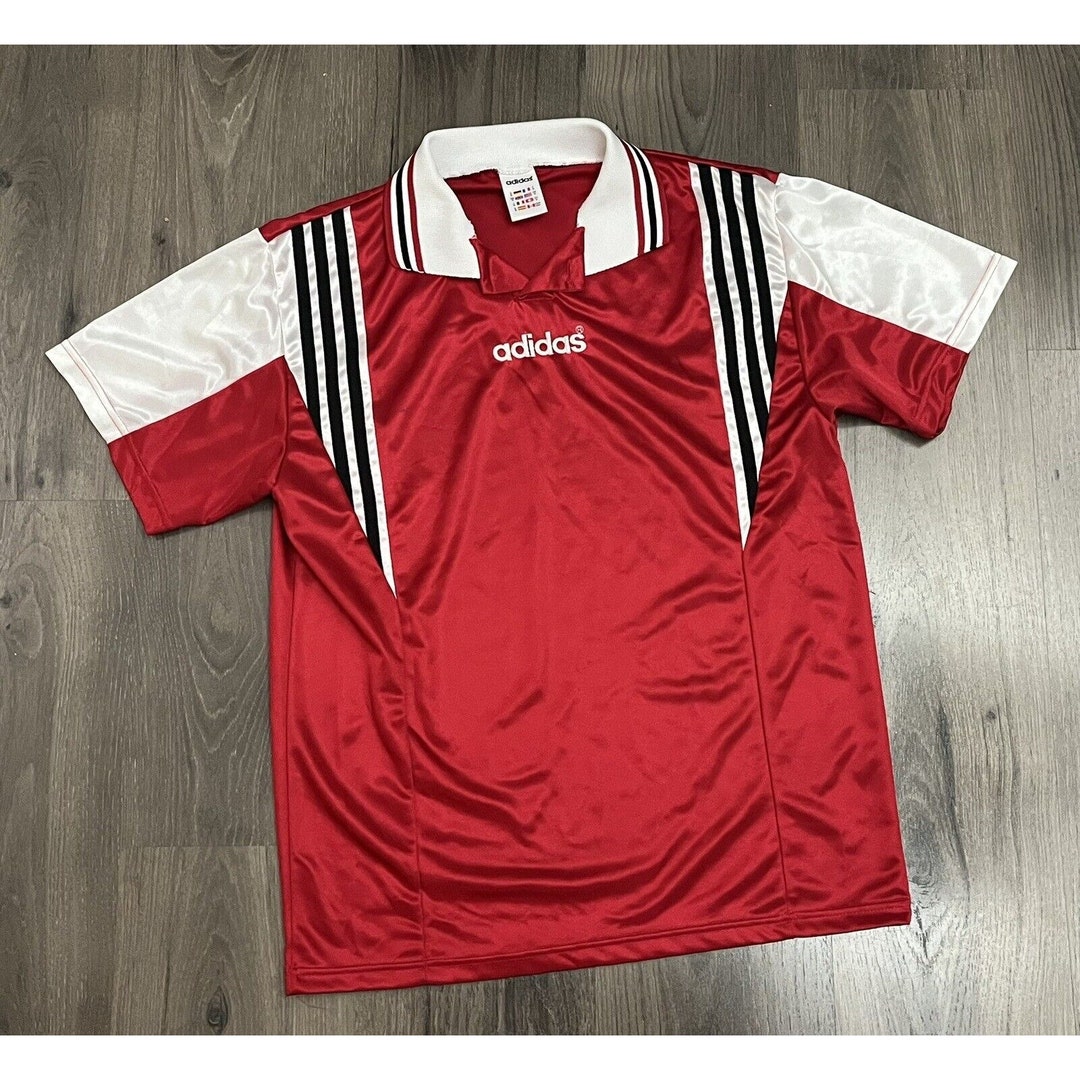 Vintage Adidas Soccer Jersey Football Medium Red Made in UK Stains - Etsy