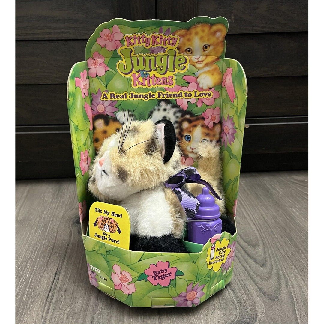 Vintage Tyco Kitty Kitty Jungle Kittens Baby Tiger Rattle Purr New in ...
