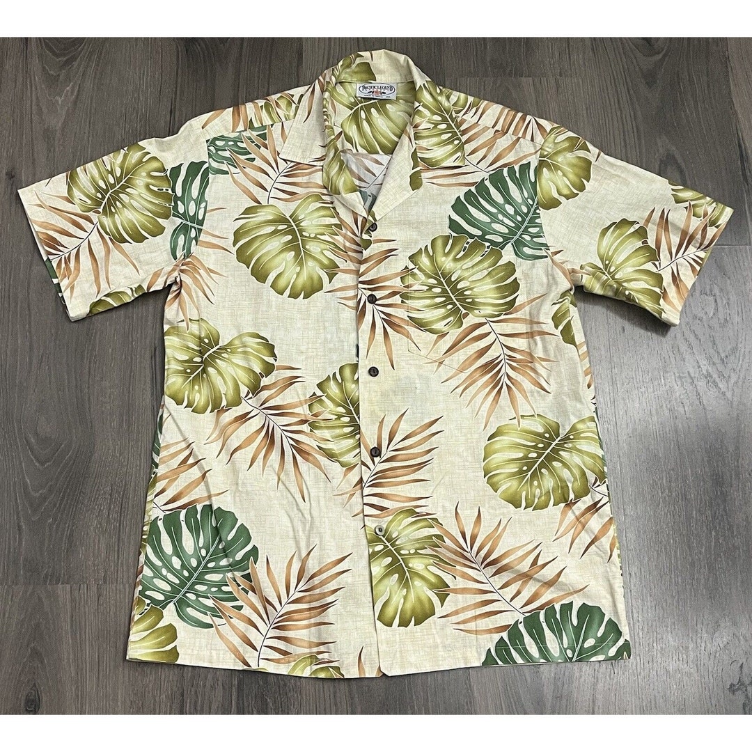 Pacific Legend Hawaiian Shirt Floral Made in USA Hawaii Palm Tree Camp ...