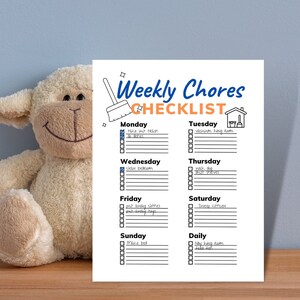 Weekly Chores Checklist - Etsy