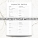 Basic Character Profile Worksheet for Fiction Authors - Etsy