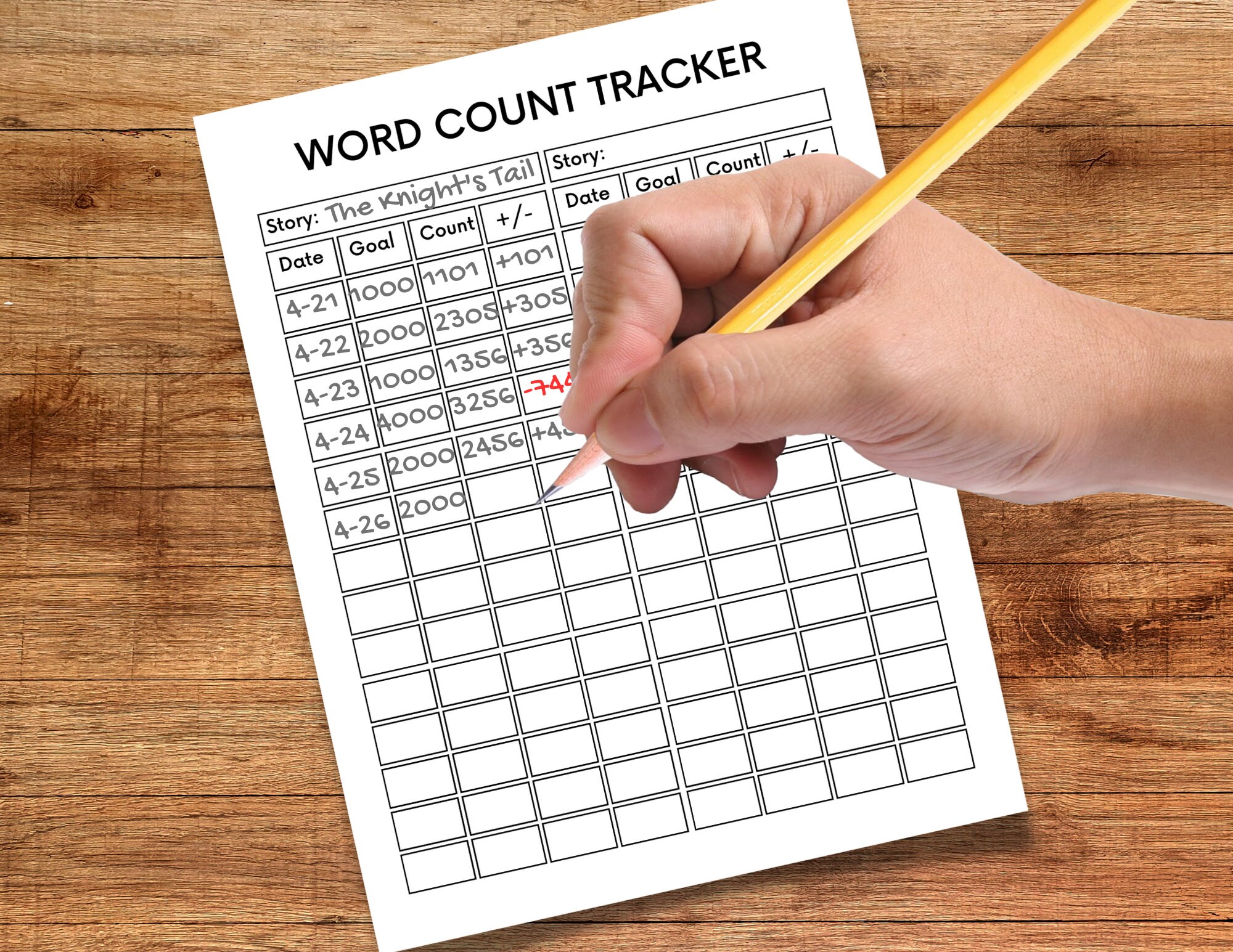 Author's Basic Word Count Tracker - Etsy