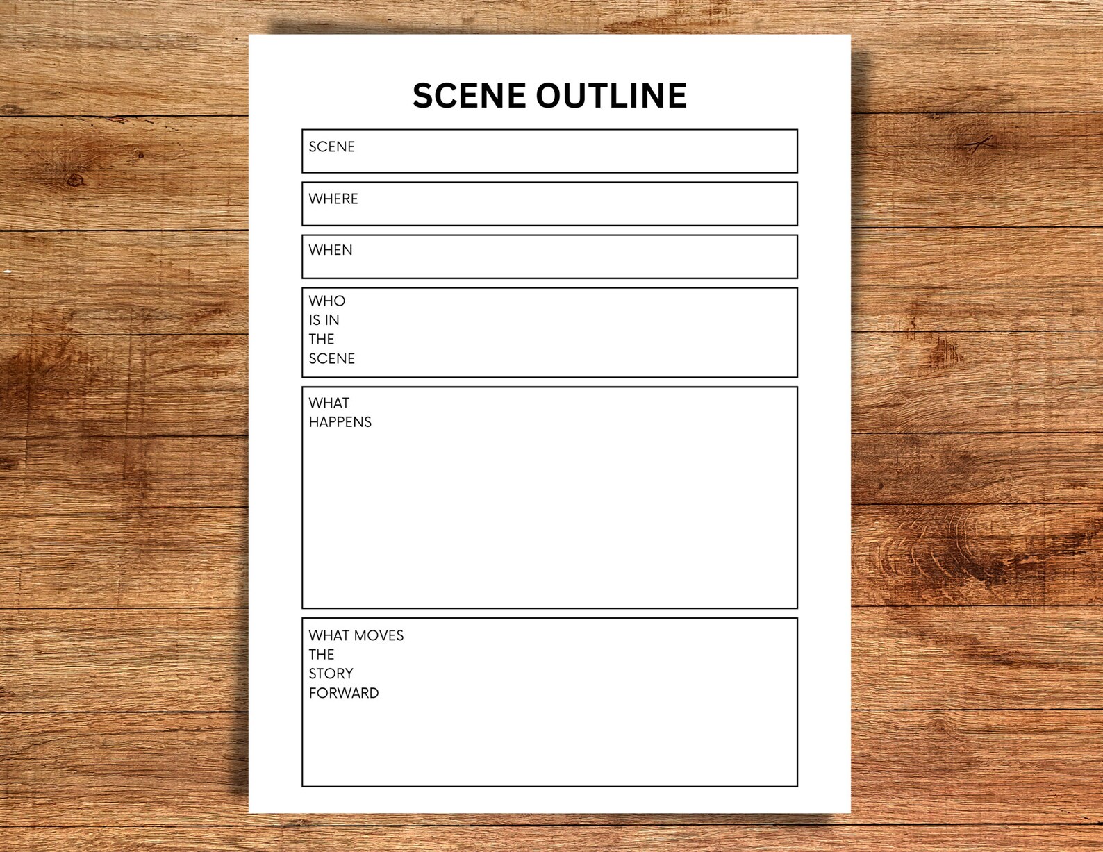 Author's Basic Scene Outline - Etsy