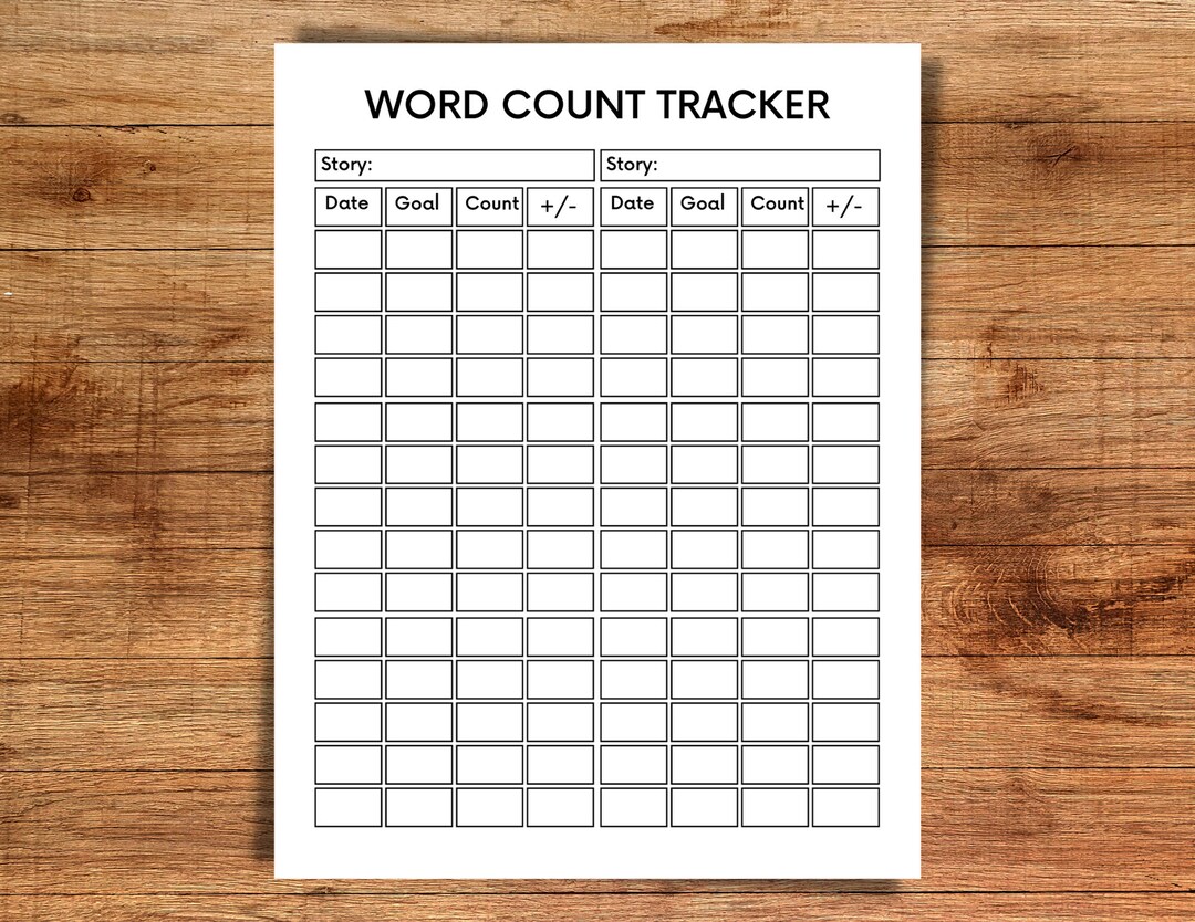 Author's Basic Word Count Tracker - Etsy