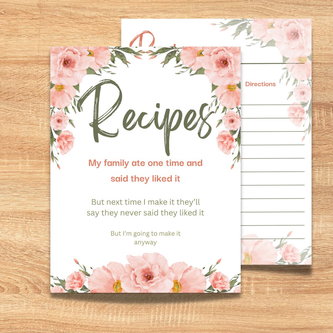 Recipe Binder Cover Sheet and Recipe Card Cookbook Printable - Etsy