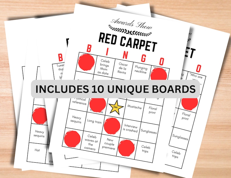 Awards Show Red Carpet Bingo - Etsy
