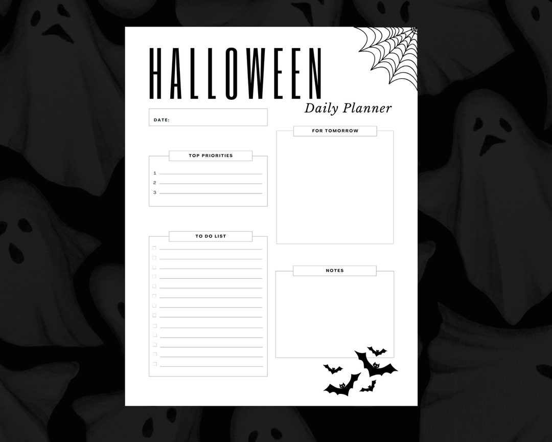 Halloween Daily Planner Printable Holiday Digital Download PDF - Etsy