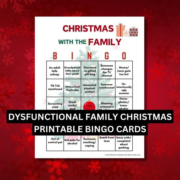 Dysfunctional Family Bingo - Etsy