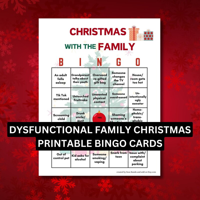 Dysfunctional Family Bingo - Etsy