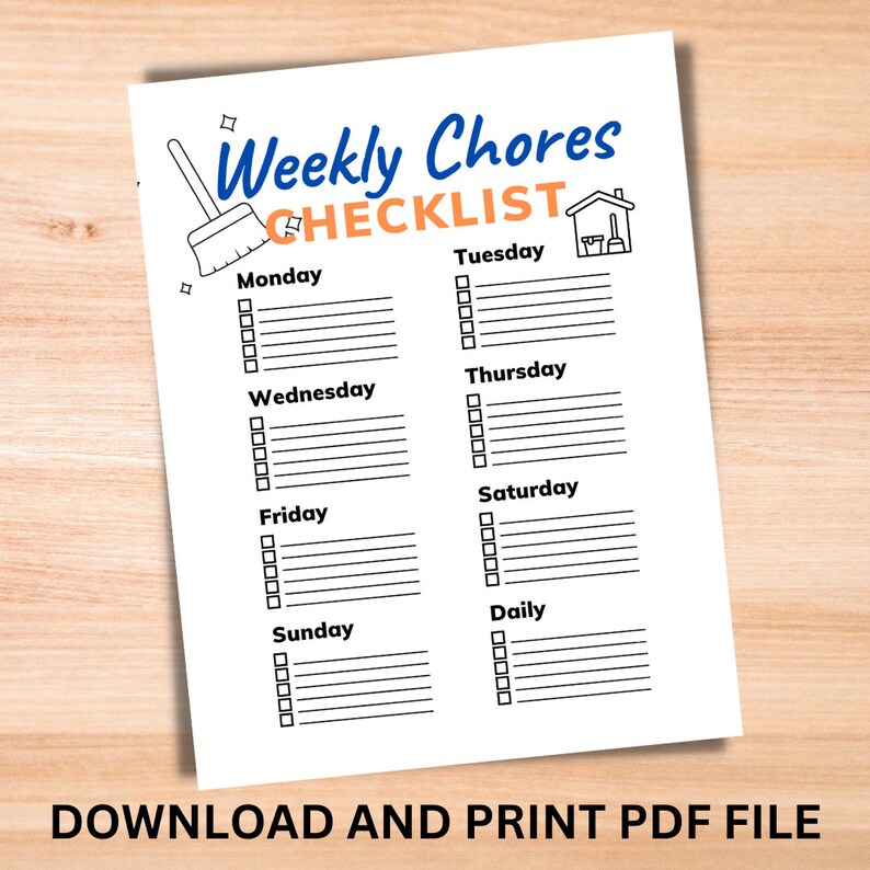 Weekly Chores Checklist - Etsy