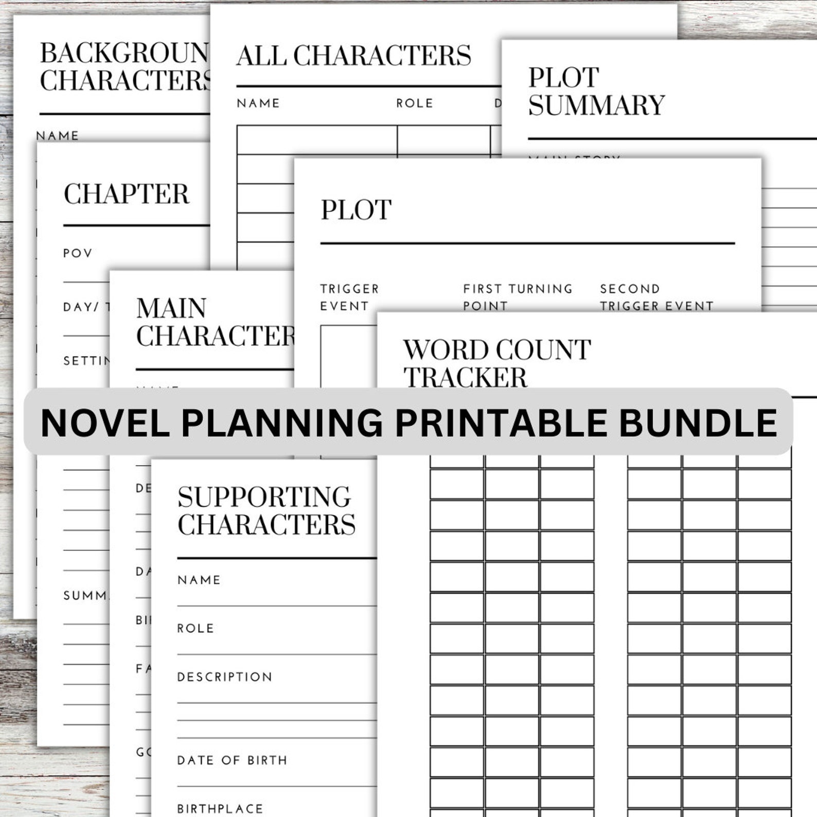 Novel Planning 8 Worksheet Bundle Nanowrimo - Etsy