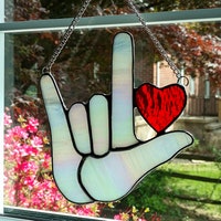 Stained Glass Ornaments, Asl I Love You, Deaf Artist, Ily Asl, Asl Gift ...