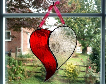 Stained Glass Heart Suncatcher, Pink Purple Glass Heart, Valentines Day ...