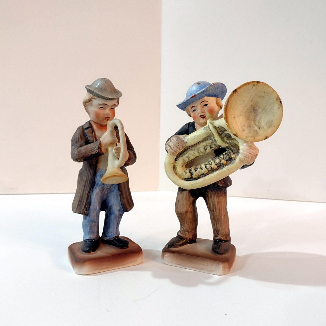 Vintage Music Man Ceramic Figurines, Set of Two - Etsy