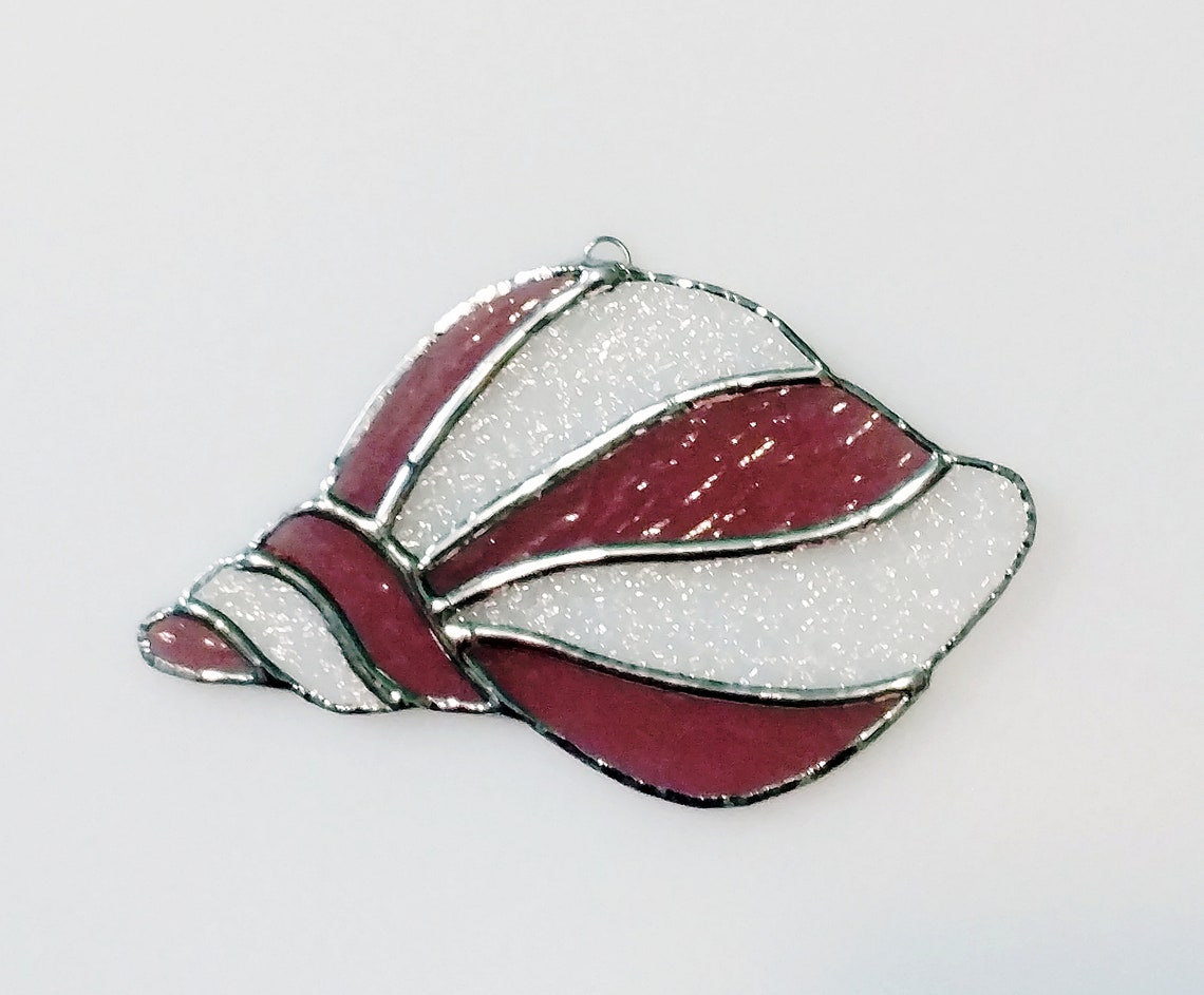 Sea Shell Stained Glass Suncatcher Pink Sea Shell Conch | Etsy