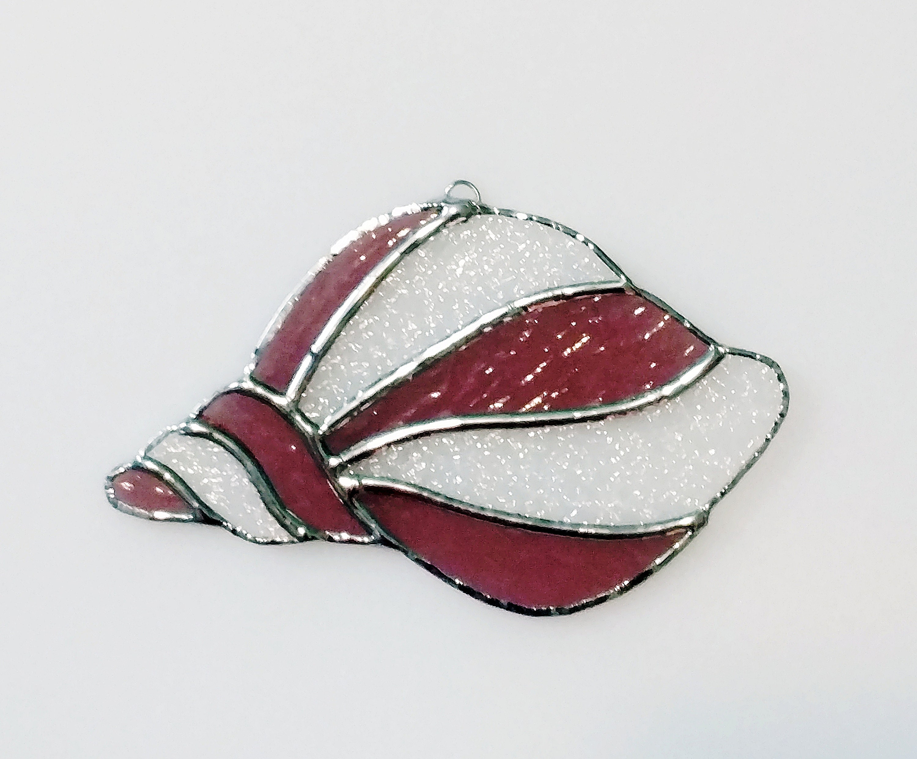 Sea Shell Stained Glass Suncatcher Pink Sea Shell Conch | Etsy