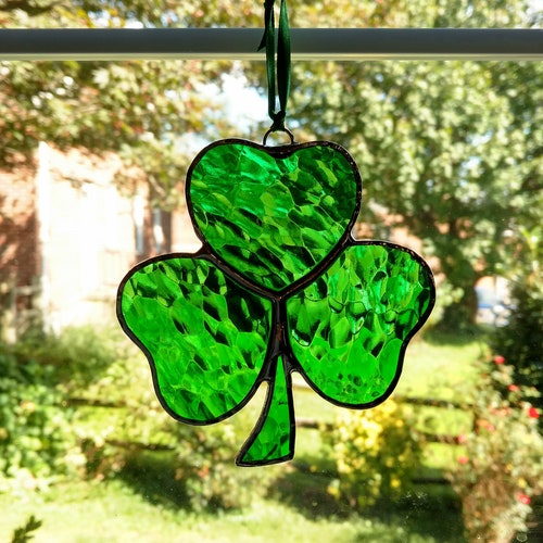 IRISH SHAMROCK St. Patrick's Day Stained Glass Handmade - Etsy