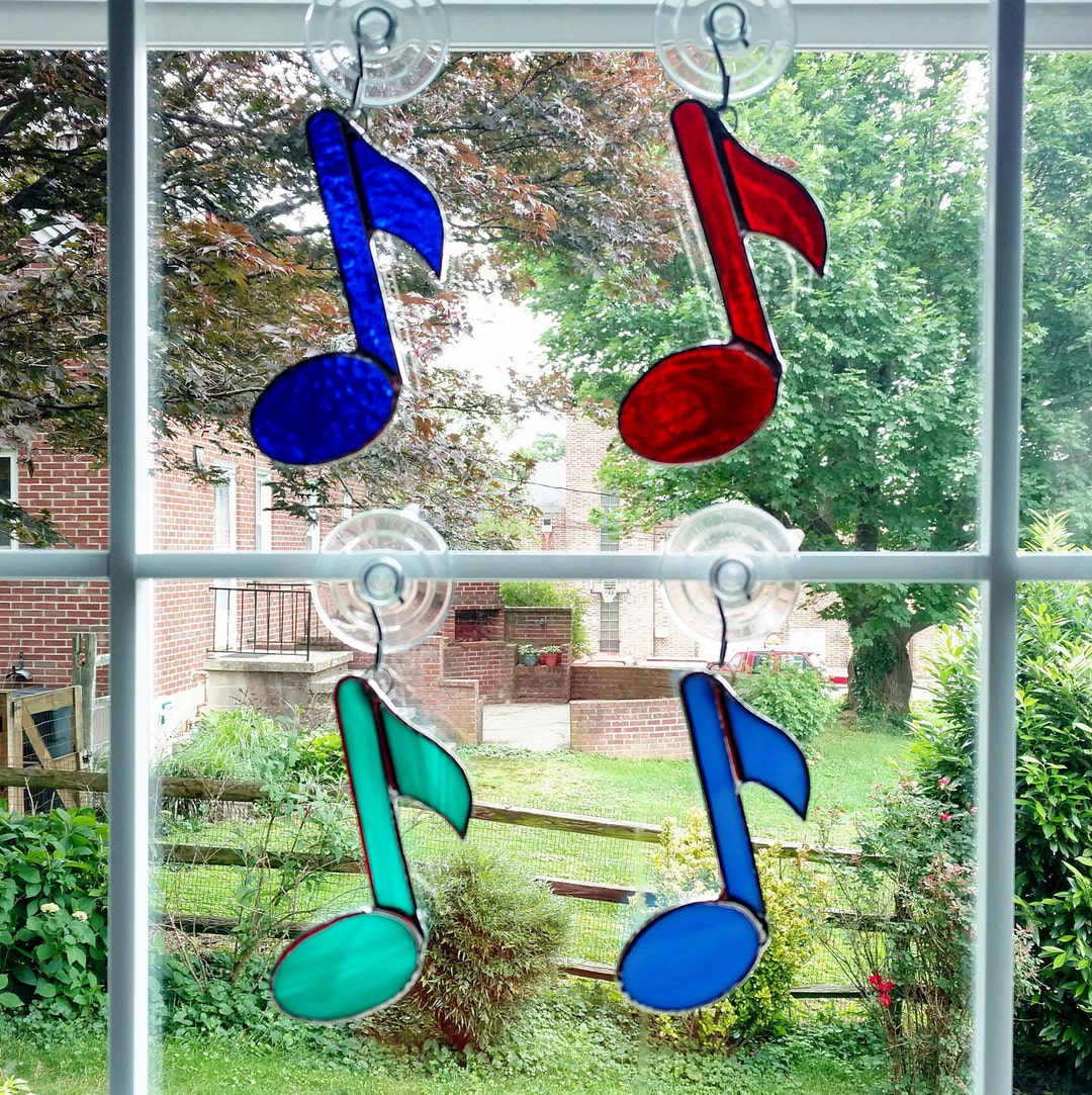Stained Glass Music Note Suncatcher, Custom Colors, Music Lover Gift ...
