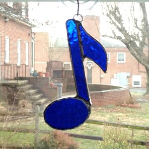 Stained Glass Music Note Suncatcher, Custom Colors, Music Lover Gift ...