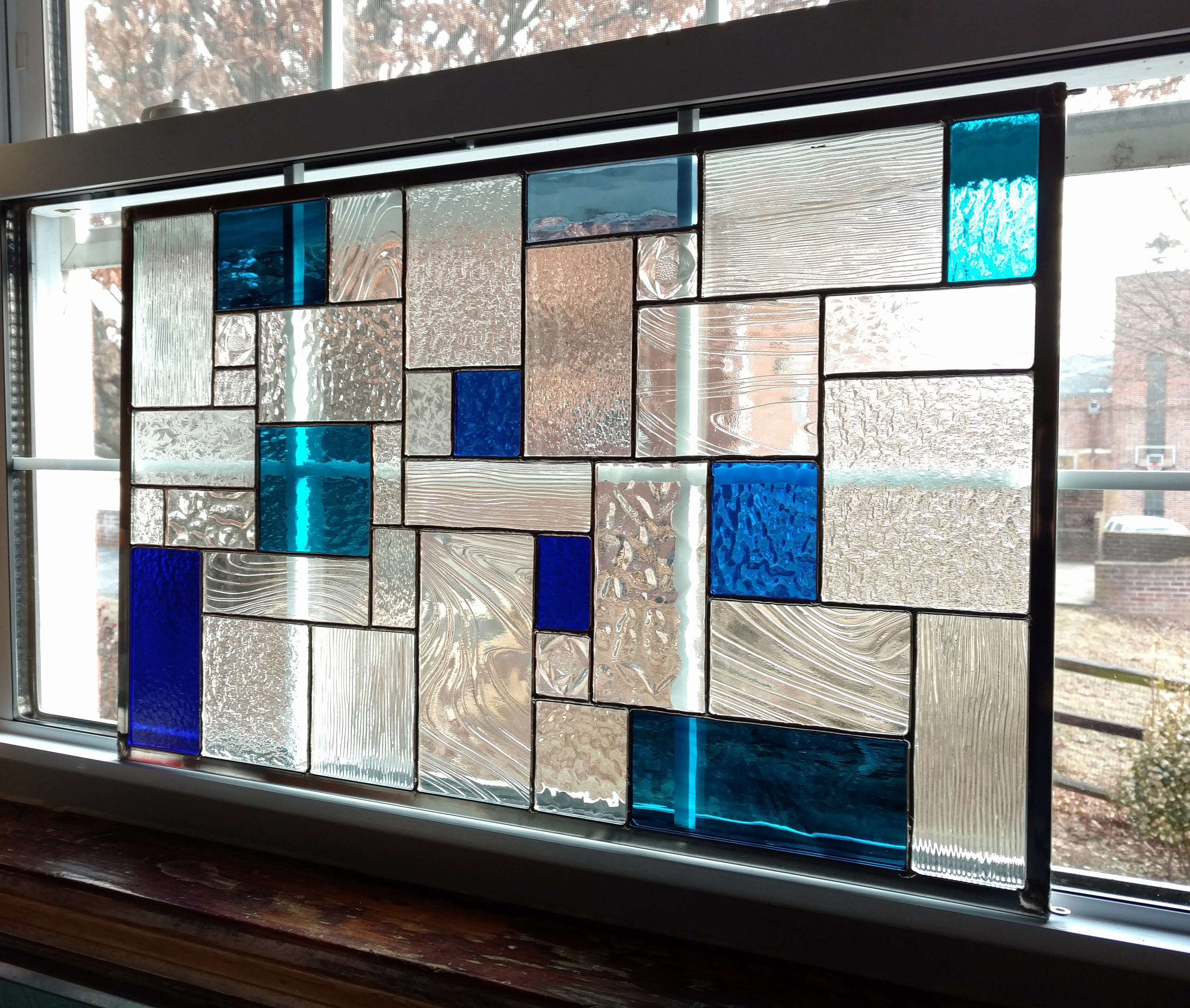 Abstract Stained Glass Panel Town
