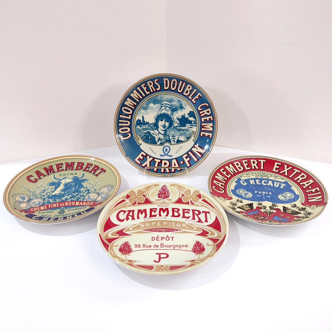 Vintage Camembert Cheese 8 Inch Plates, Set of Four, Appetizer Snack ...