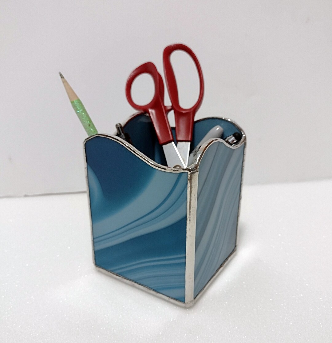 Stained Glass Pencil Pen Utensil Holder, Desk Accessory, Office Gift ...