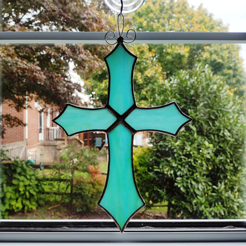 Stained Glass Cross Suncatcher - Etsy