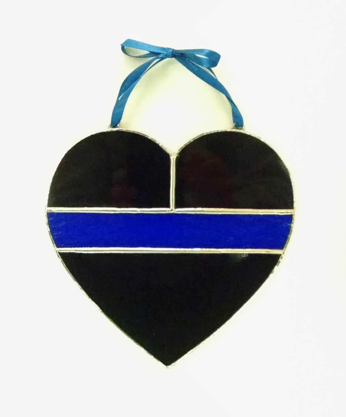 Thin Blue Line Stained Glass Heart Police Symbol Police - Etsy
