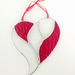 Stained Glass Heart Suncatcher, Red and Clear, Valentines Day Gift ...