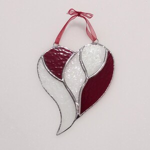 Stained Glass Heart Suncatcher, Red and Clear, Valentines Day Gift ...