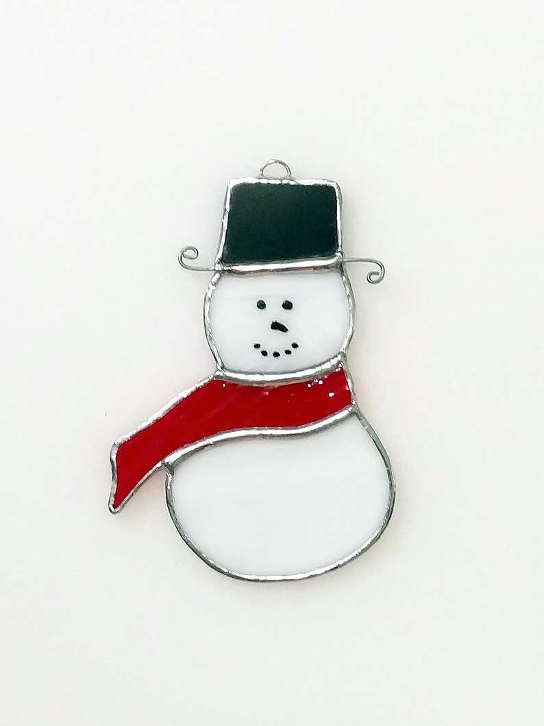 Stained Glass Snowman Suncatcher, Holiday Window Ornament - Etsy