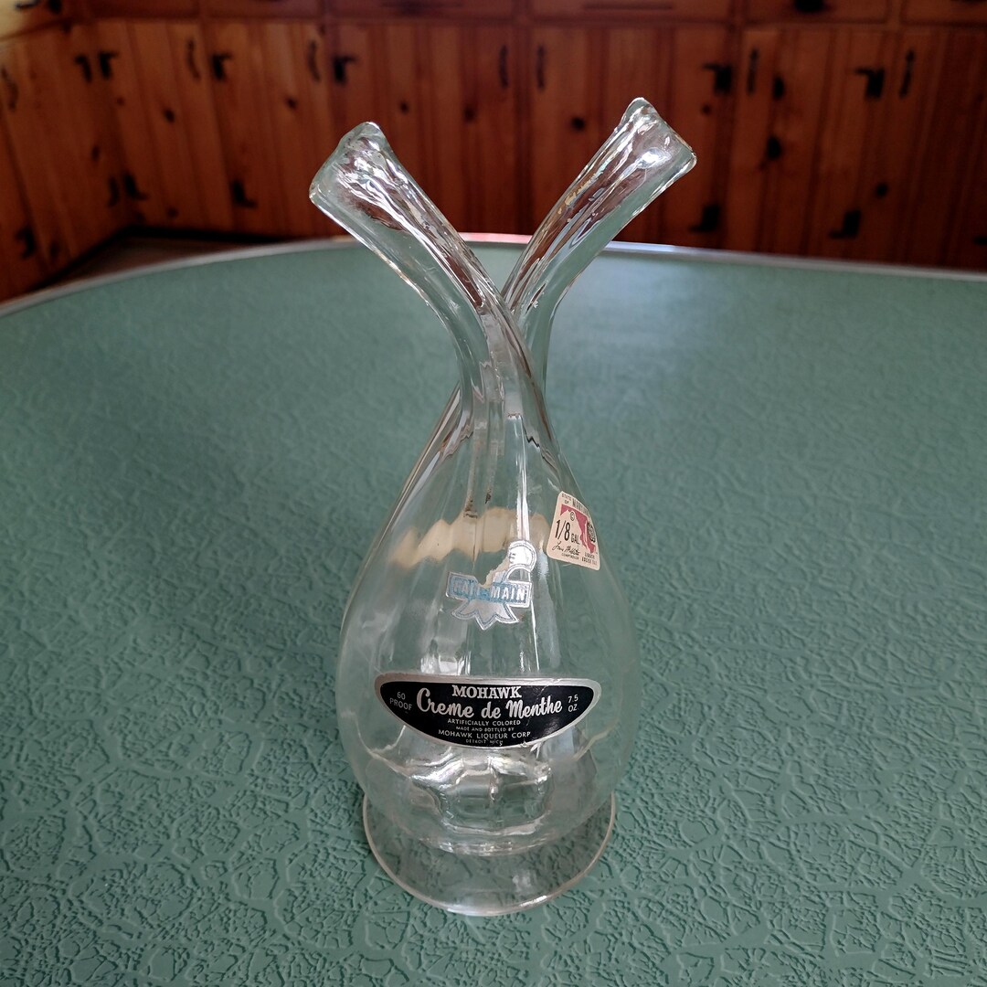 Vintage Two Chamber Decanter Bottle, Mohawk Liqueur Fait Main France ...
