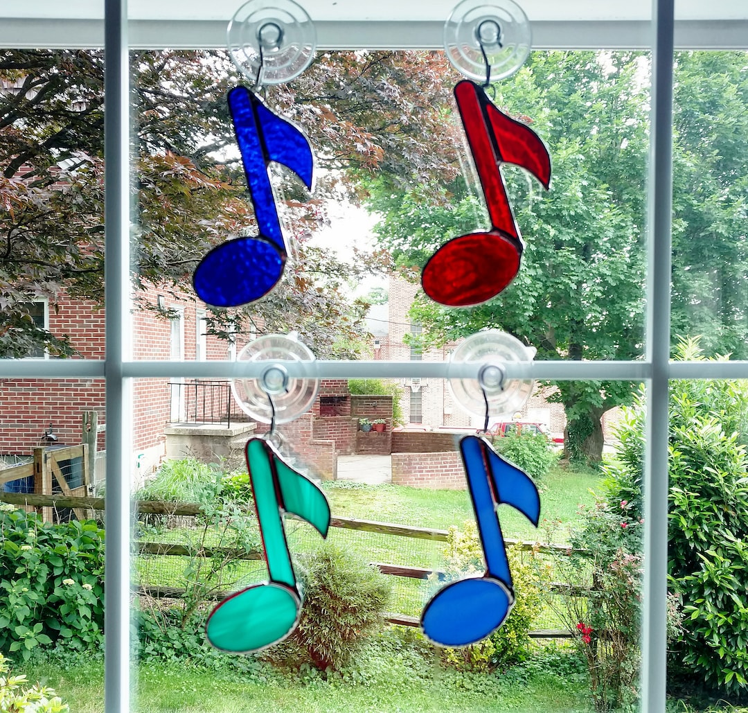Stained Glass Music Note Suncatcher, Custom Colors, Music Lover Gift ...
