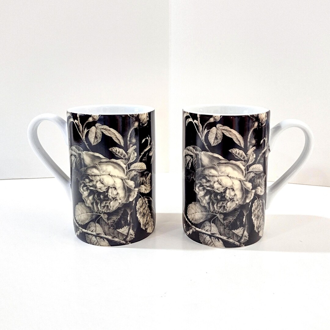 Vintage Hallmark White Rose Coffee Tea Ceramic Mugs, Set of Two - Etsy