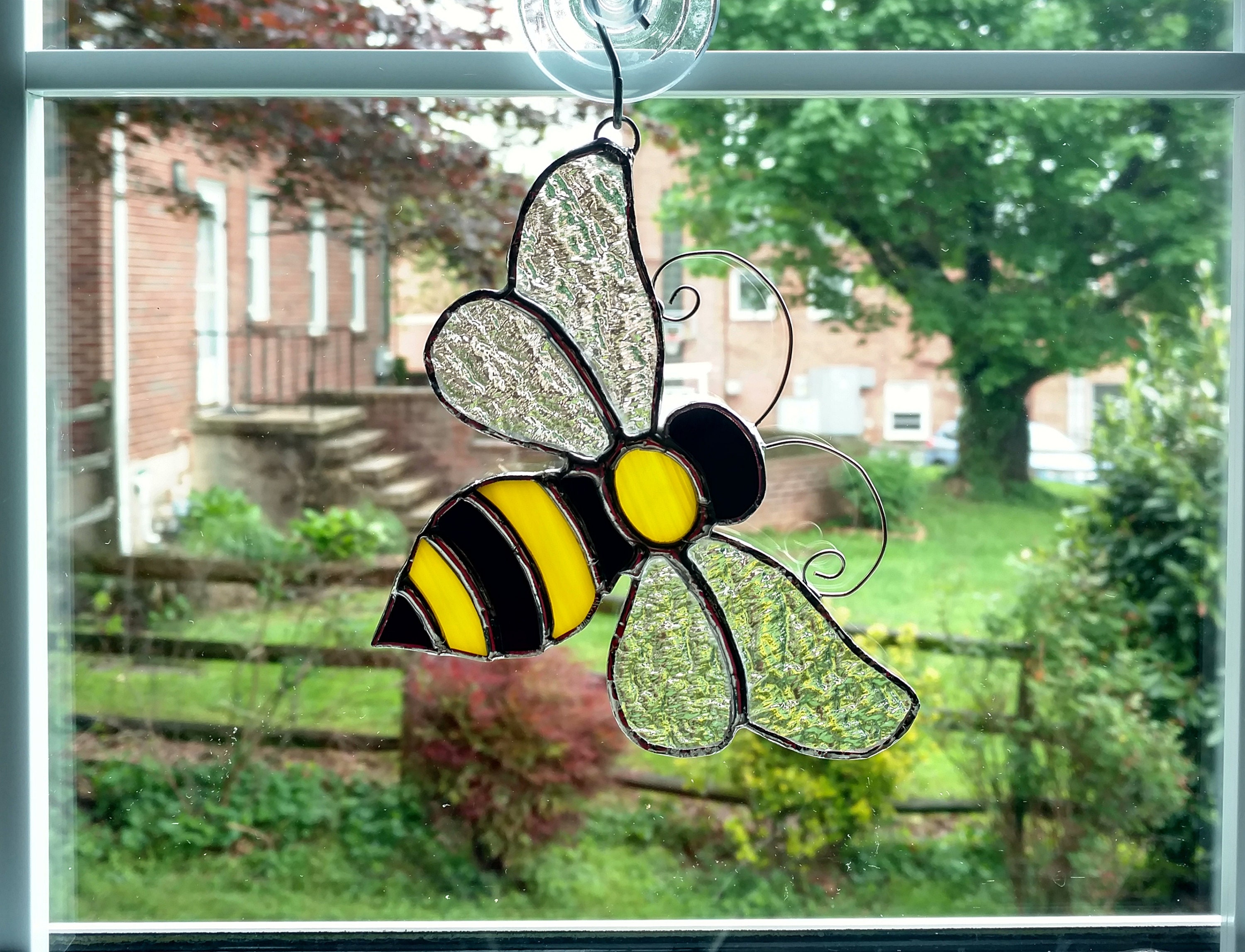 Bumble Bee Stained Glass Suncatcher, Glass Bee, Honey Bee, Garden Art ...