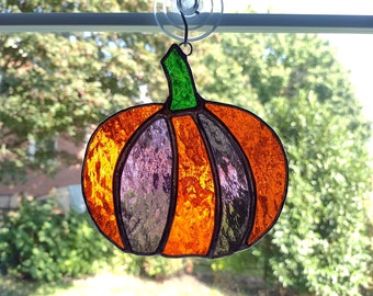 Stained Glass Pumpkin Suncatcher, Fall Suncatcher, Autumn Suncatcher ...
